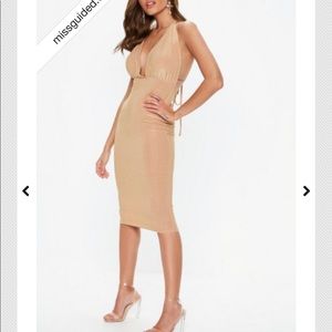 Missguided | Dresses | Missguided Gold Glitter Wrap Midi Dress | Poshmark